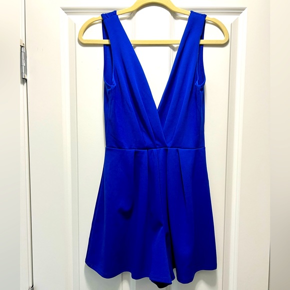 Pants & Jumpsuits | Sexy Royal Blue Low Cut Open Back Romper | Poshmark